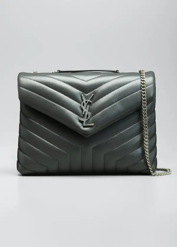 Saint Laurent Loulou Medium Ysl Matelasse Calfskin Flaptop Shoulder Bag Onecolor Editorialist